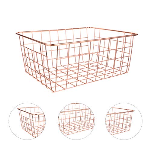 ORFOFE Basket Laundry Sundry Baskets Iron Makeup Gold Table Rose Books Desktop Blanket Organizer Storage Food Sundries Decorative Clothes Shelfrose Household Nesting Wire Cloths
