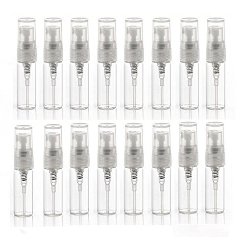 Elfenstal- 10pcs Mini Clear 3ml 1/6OZ Atomizer Fine Mist Empty Glass bottle Spray Refillable Fragrance Perfume Scent Sample Bottle 1pc Clean Cloth for Travel Party Makeup Tool 2pcs free 3ml Pipette