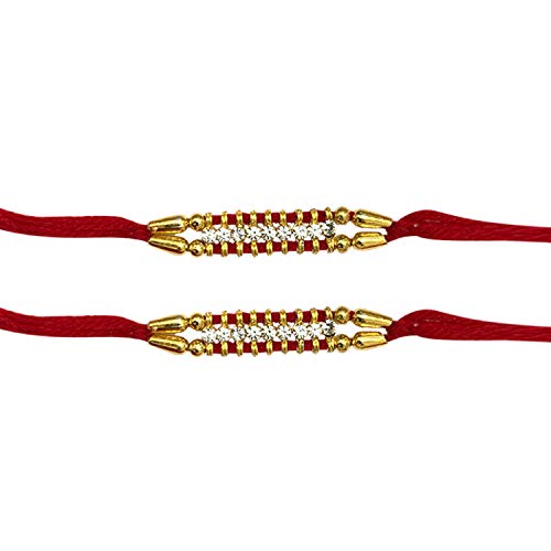 Set Of 2 Rakhi for Brothers 9 Stone Design Rakhi and Beads Design Rakhi, Handmade Rakhi, Rakhi Bracelet Multi Design Beads And Assorted Color
