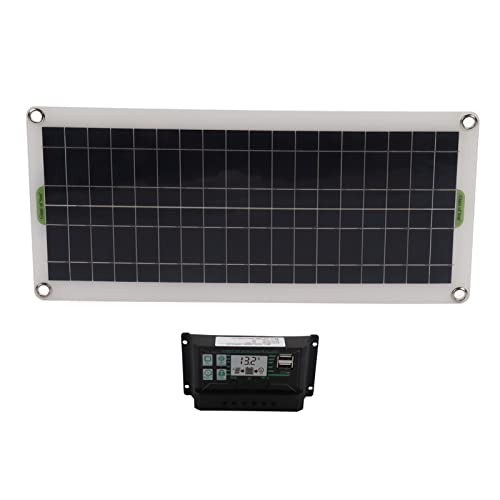 FOUF 30W Portable Solar Panel, 12V Off Grid Solar Panel Connector Kit and 30A Charge Controller for Car RV Marine Boat 12 Volt Battery, Solar Cell Solar Charger Kit for 12V Car RV Boat Marine Trailer