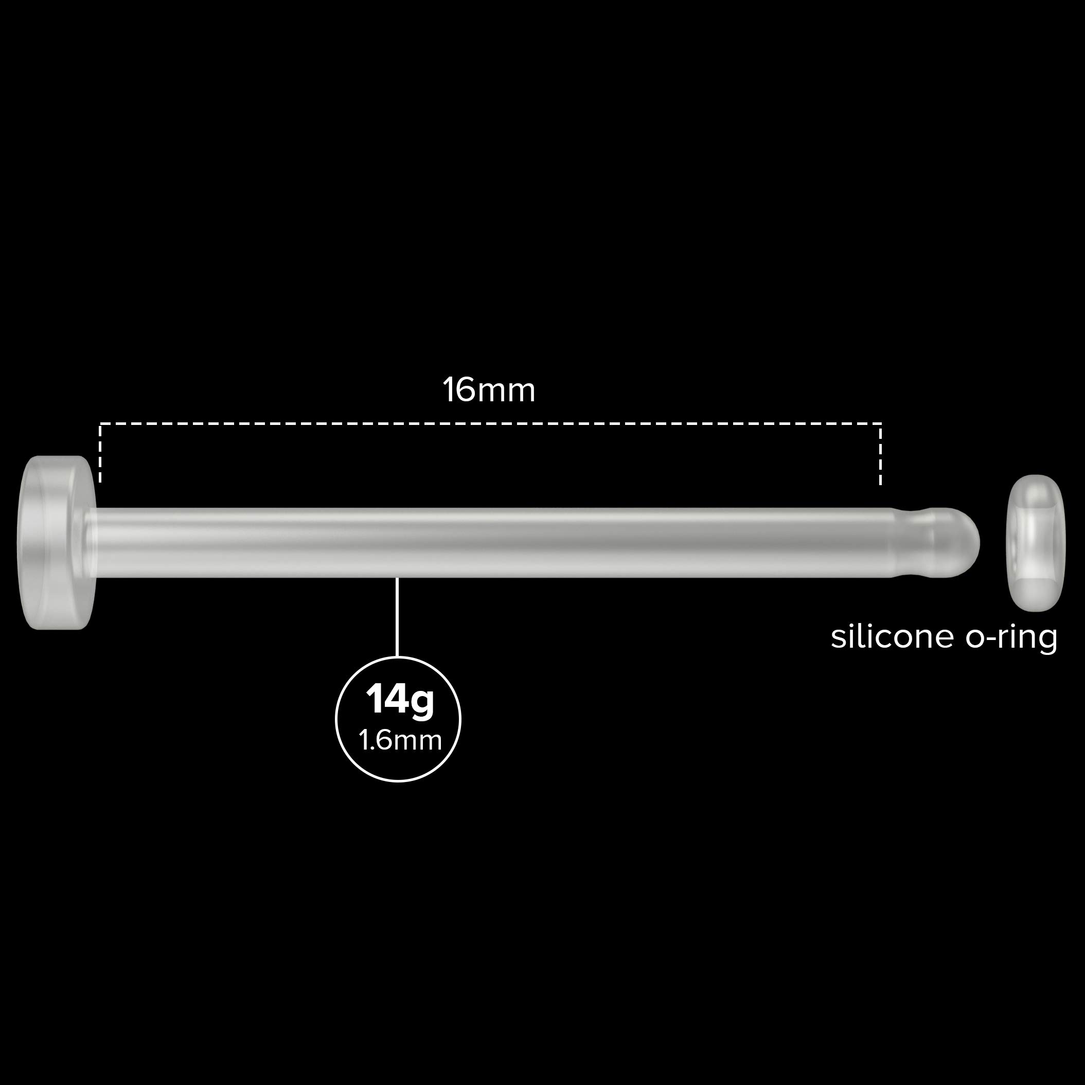 Evonix 2pc 14g Tongue Retainer Ring Flexible Bioflex Clear Plastic Bioplast Piercing Flat Bending Retainers