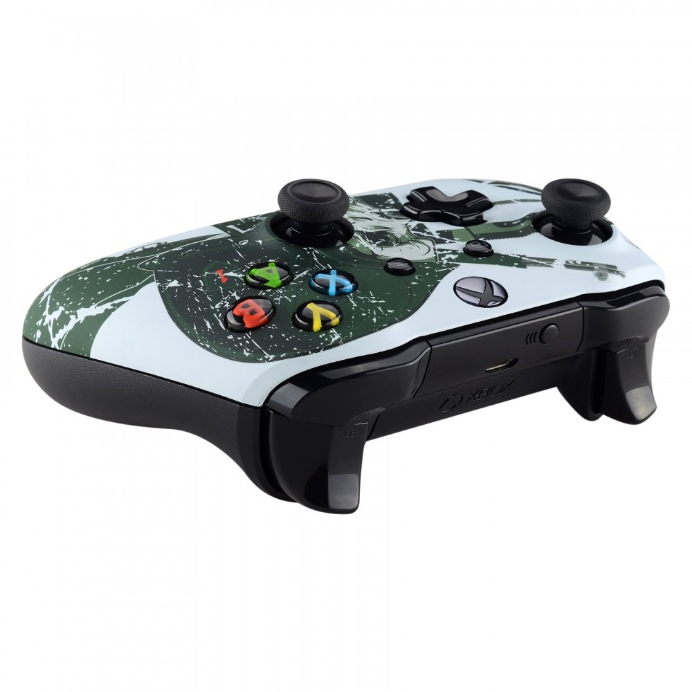 eXtremeRate WII US Army Skull Faceplate Cover, Soft Touch Front Housing Shell Case, Comfortable Soft Grip Replacement Kit for Xbox One S & Xbox One X Controller - Controller NOT Included