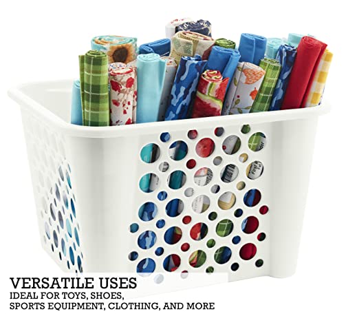 Organize Your Home Medium Stackable White Storage Containers with Open Tops, 3 Pack, Great Organizing Bins for Pantry, Closet, Bedroom, and all Storage, 13.2β x 12β x 8.5β