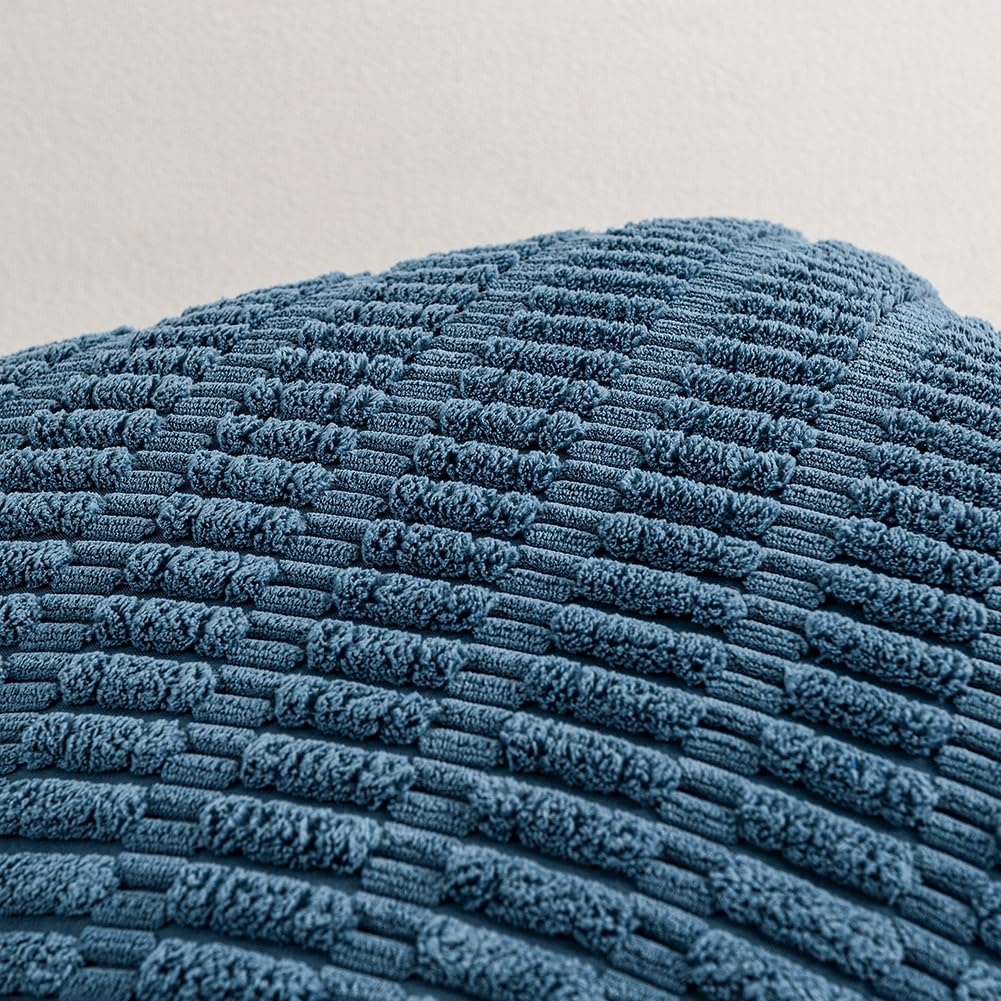 Fancy Homi 2 Packs Dusty Blue Decorative Throw Pillow Covers 18x18 Inch for Living Room Couch Bed, Rustic Farmhouse Boho Home Decor, Soft Corss Corduroy Twill Textured Square Cushion Case 45x45 cm