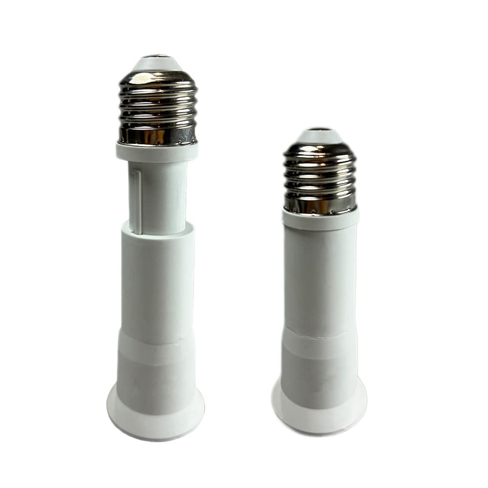 E27 to E26 E27 Light Socket Extender Adapter,Extension Flexible Socket Extender Adapter, E26 /E27 Screw Bulb Base Adapter Converter,Lamp Bulb Socket Extension, Lamp Holder Adapter (2 Pack)
