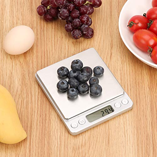 Emoly Food Scale,Digital Kitchen Scale, Mini Size Food Scale 500g/ 0.01g - High Precision Jewelry Weight Scale with Platform, Stainless Steel, LCD Display, Tare，Pcs Features（Does not include battery）