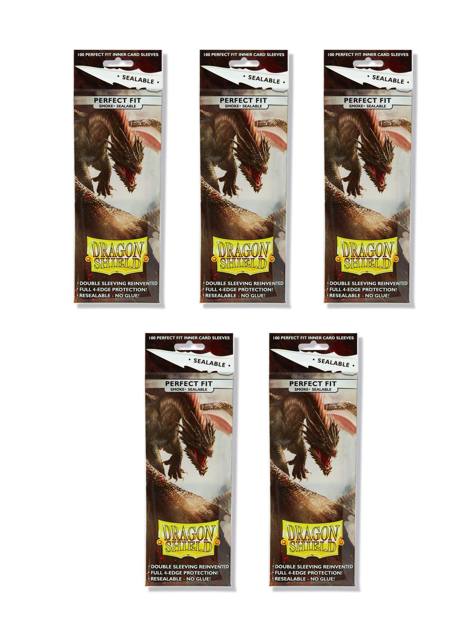 Dragon Shield 100 Standard Size Smoke Resealable Sleeves (5 Packs)