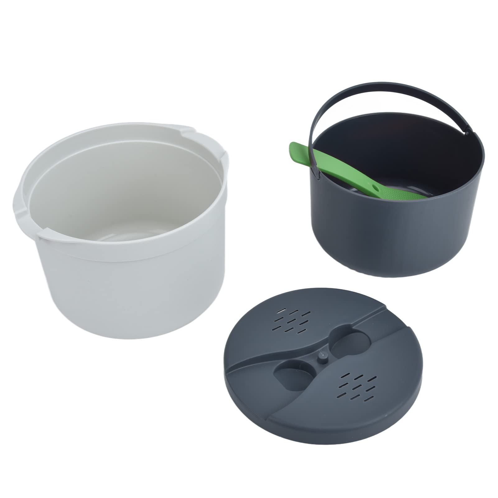 Microwave Rice Cooker, 2l Microwave Pasta Cooker Microwave Pressure Steamer with Rice Spoon Lid Strainer Vegetable Steamer for Microwave Hot Rice(Green)