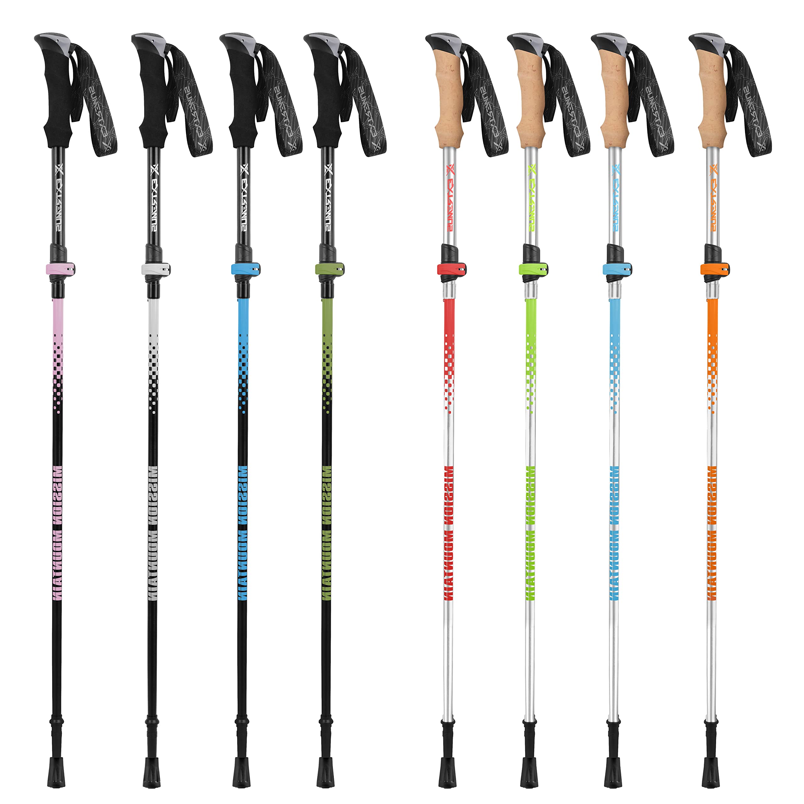 Extremus Collapsible Trekking Poles for Hiking, Lightweight Hiking Poles, 2-pc Pack Durable Aluminum Adjustable Walking Sticks with Quick Lock System for Camping, Travel, Seniors, Men, Women