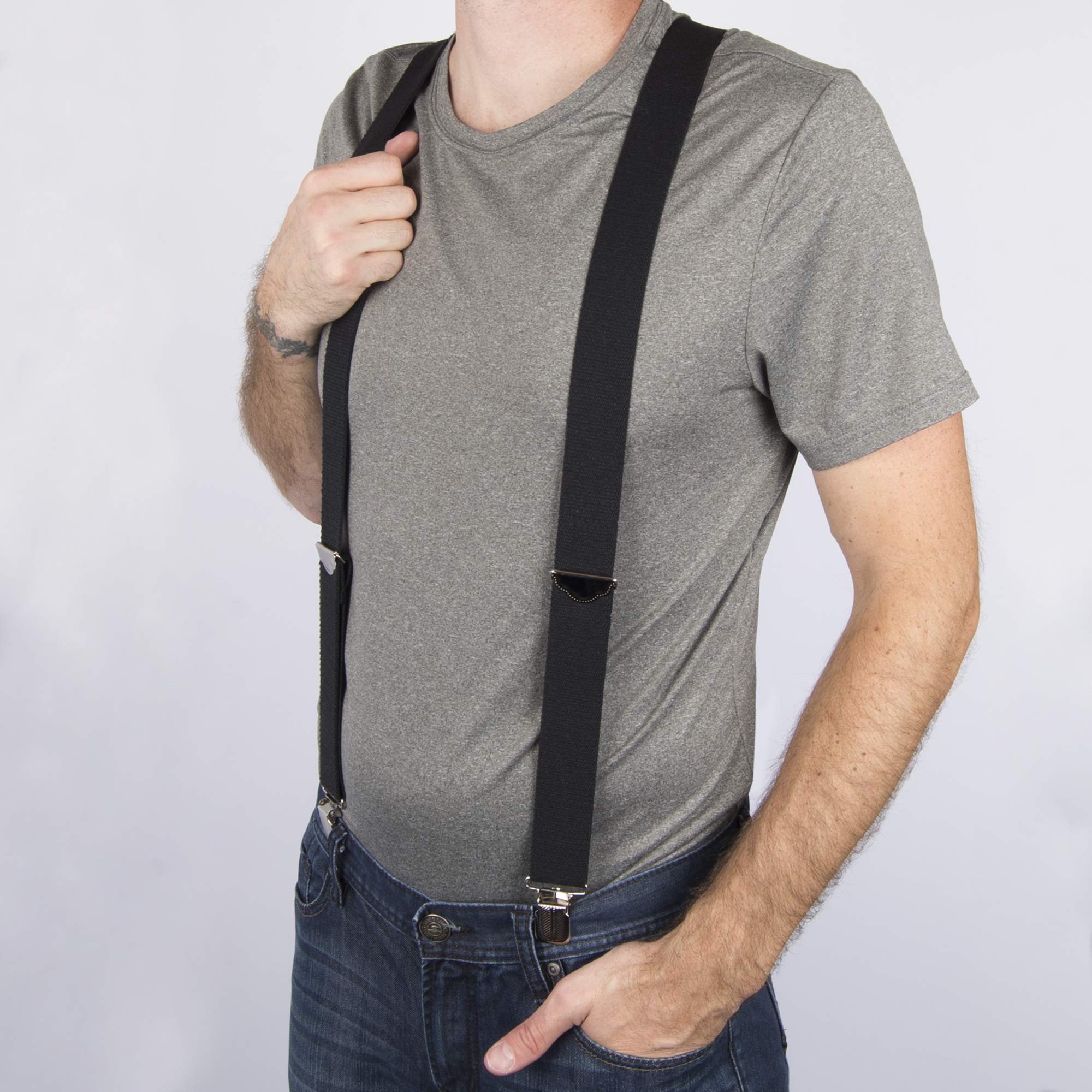 Dickies mens 1-1/4 Solid Straight Clip apparel suspenders, Black, One Size US