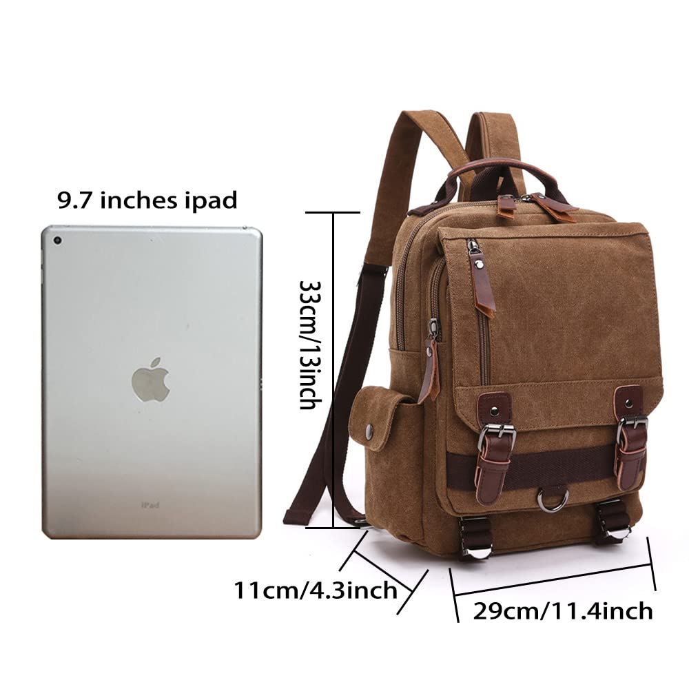 FASNAHOK Canvas Shoulder Backpack Travel Rucksack Sling Bag Cross Body Messenger Bag Casual Daypack