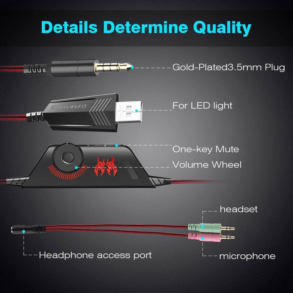DIZA100 G9000 Gaming Headset Headphone 3.5mm Stereo Jack with Mic LED Light for Xbox One S/Xbox one/PS4/Tablet/Laptop/Cell Phone(Red)
