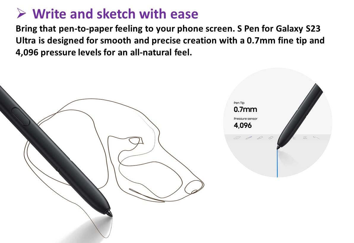 Galaxy S23 Ultra S Pen (WithBluetooth) Replacement for Samsung Galaxy S23 Ultra 5G All Versions Stylus Pen with 5xTips/Nibs (Black)