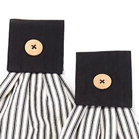 Hanging Kitchen Towels - Black Ticking Stripe - Sets of 2