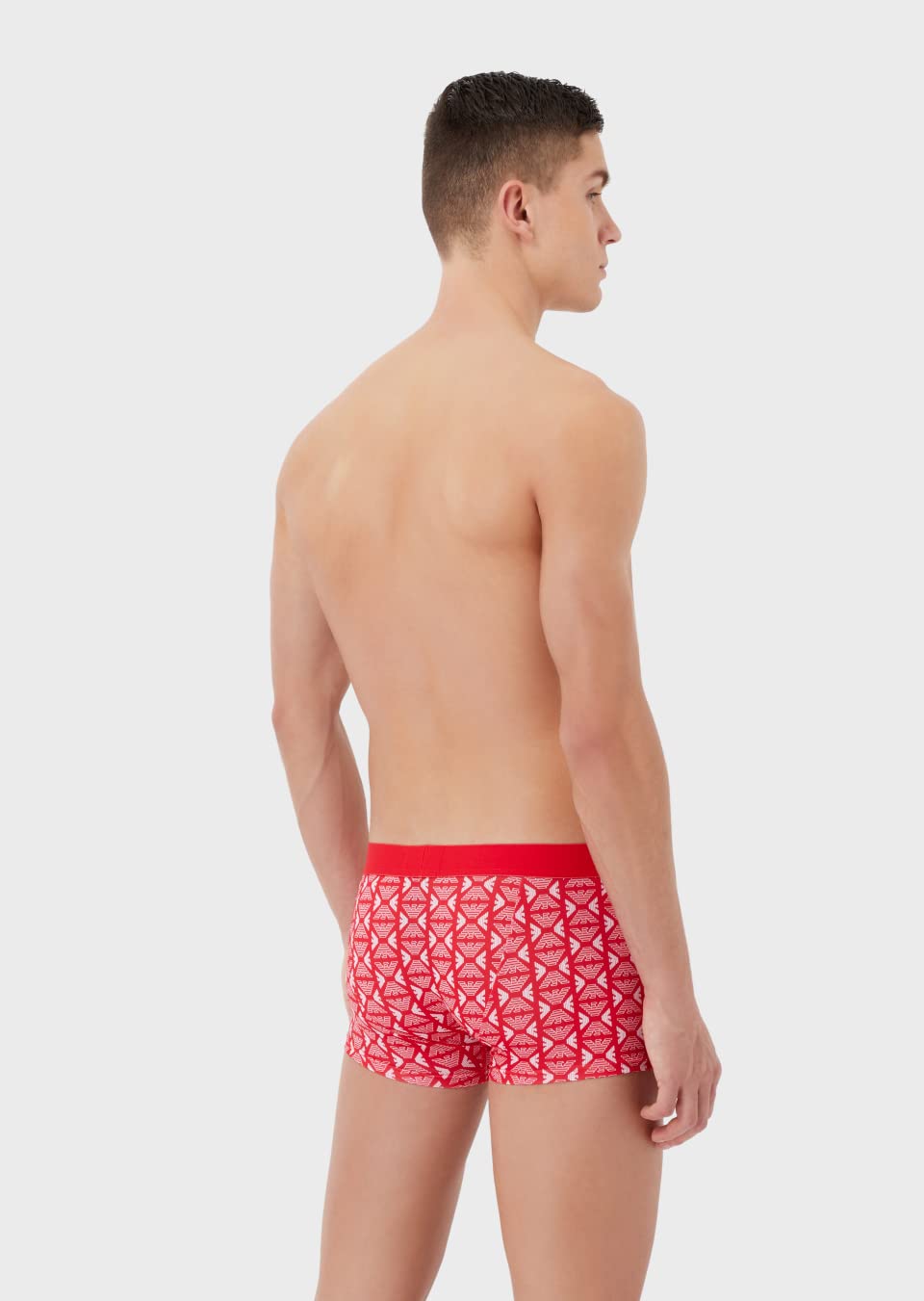 Emporio Armani Men's All Over Printed Microfiber Trunk, Fire/White Eagles, Large
