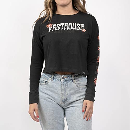 FASTHOUSE Women's Serene LS Crop Tee (Black, Small)