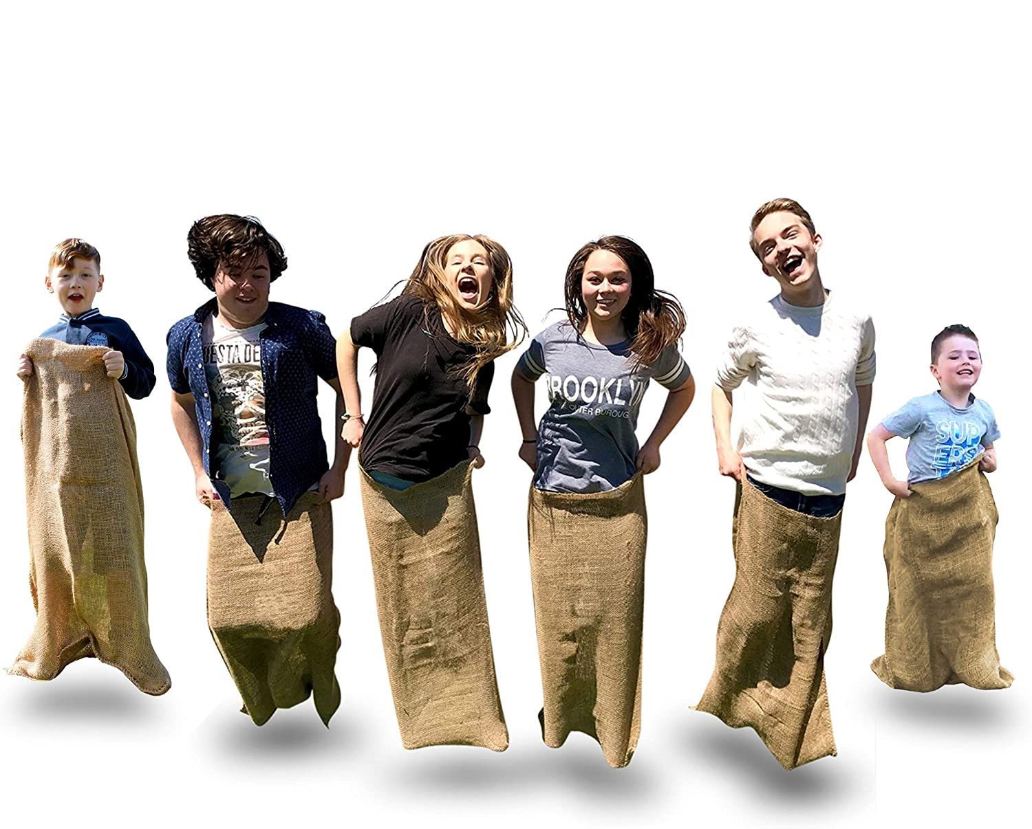 Elite Sportz Potato Sack Race Bags - 6 Quality Sack Race Bags for Kids Birthday Party Games, and Comes with a Compact Bag for Easy Storage. Great Family Games