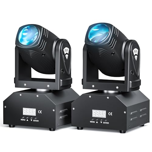 DJ Lights Moving Head U`King Mini LED Moving Head Light RGBW Stage Lighting Beam Spot Lights by DMX 512 Sound Activated Control for Wedding Disco Party Indoor (Set of 2)
