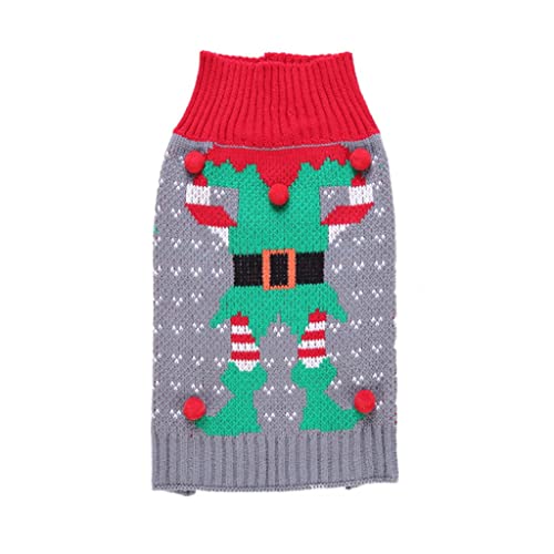 Ornaous Cute Dog Cat Ugly Christmas Sweater, Pet Xmas Elf Knitted Sweater Warm Clothes for Holiday (XXL Size)