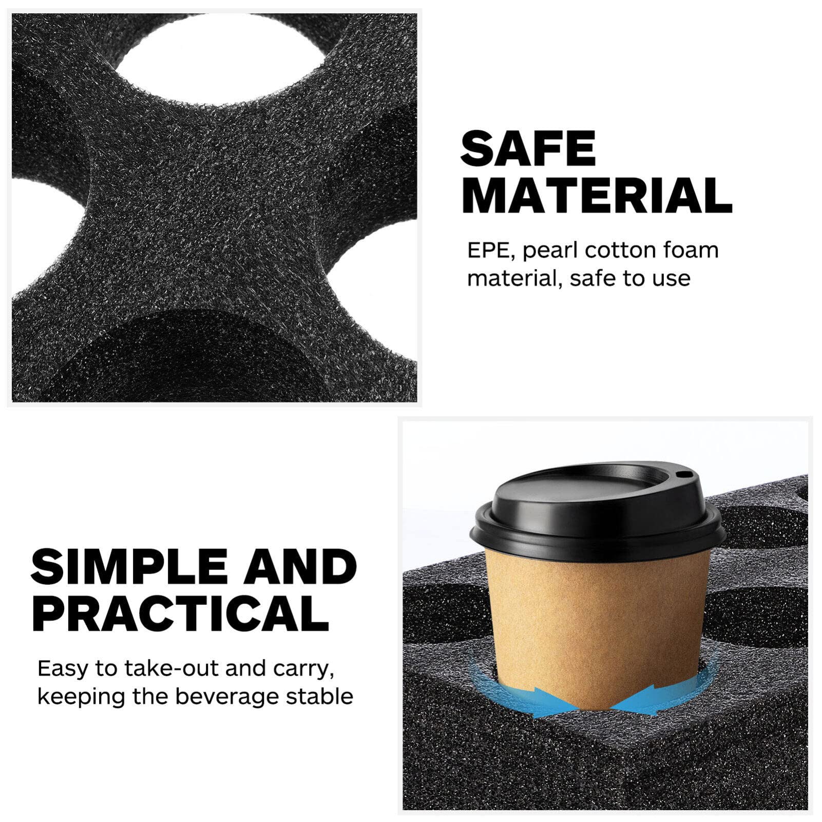 Drink Holder Coffee Carrier Tray Porous Accessories Cold Drink Coffee Universal Carry Beverage Carrier Commercial Drink Cup Hanger Tray Pearl Cotton Takeaway Cup