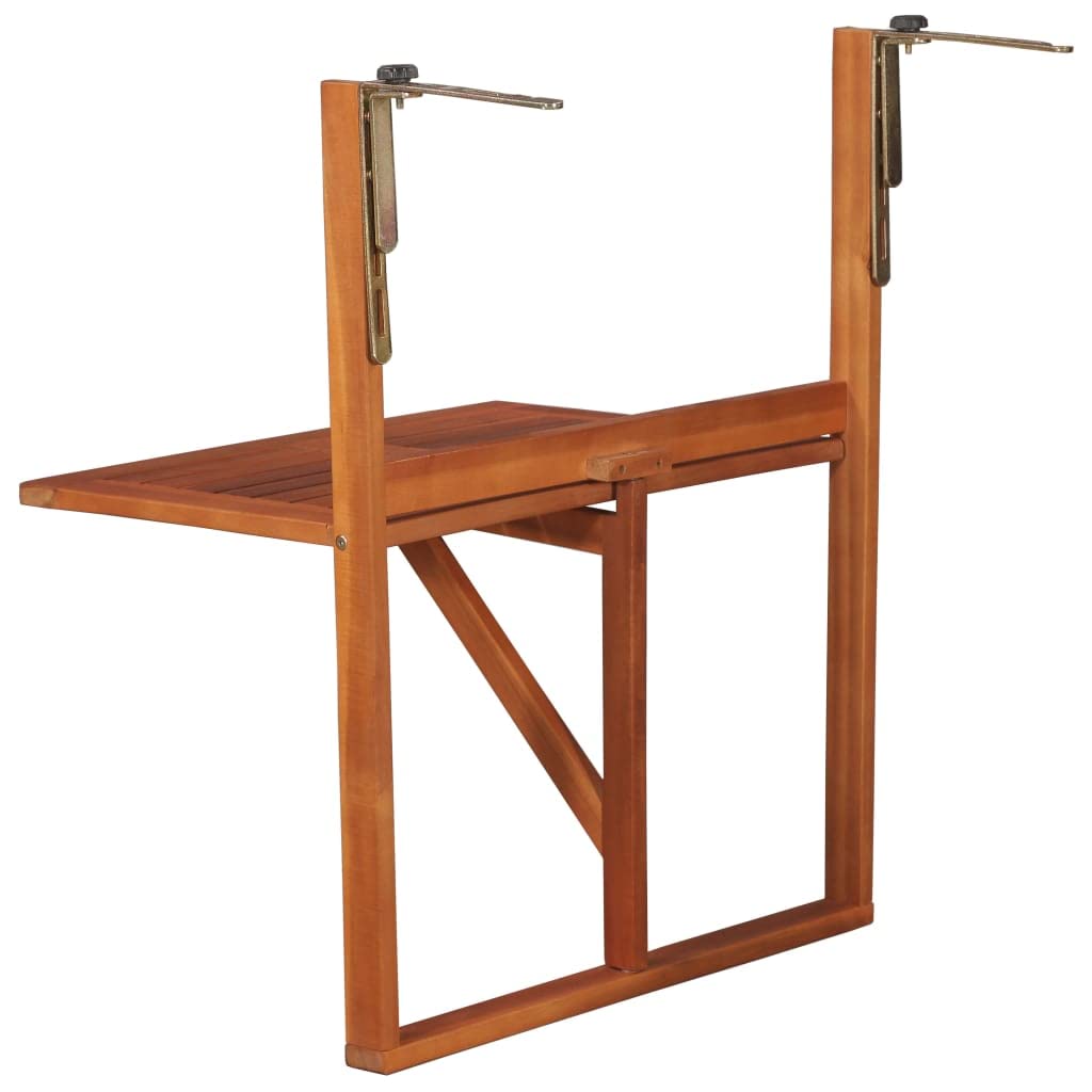 vidaXL - Foldable Hanging Balcony Table - Solid Acacia Wood - Weather Resistant Outdoor Furniture - Coffee Table/Worktop - Easy Assembly