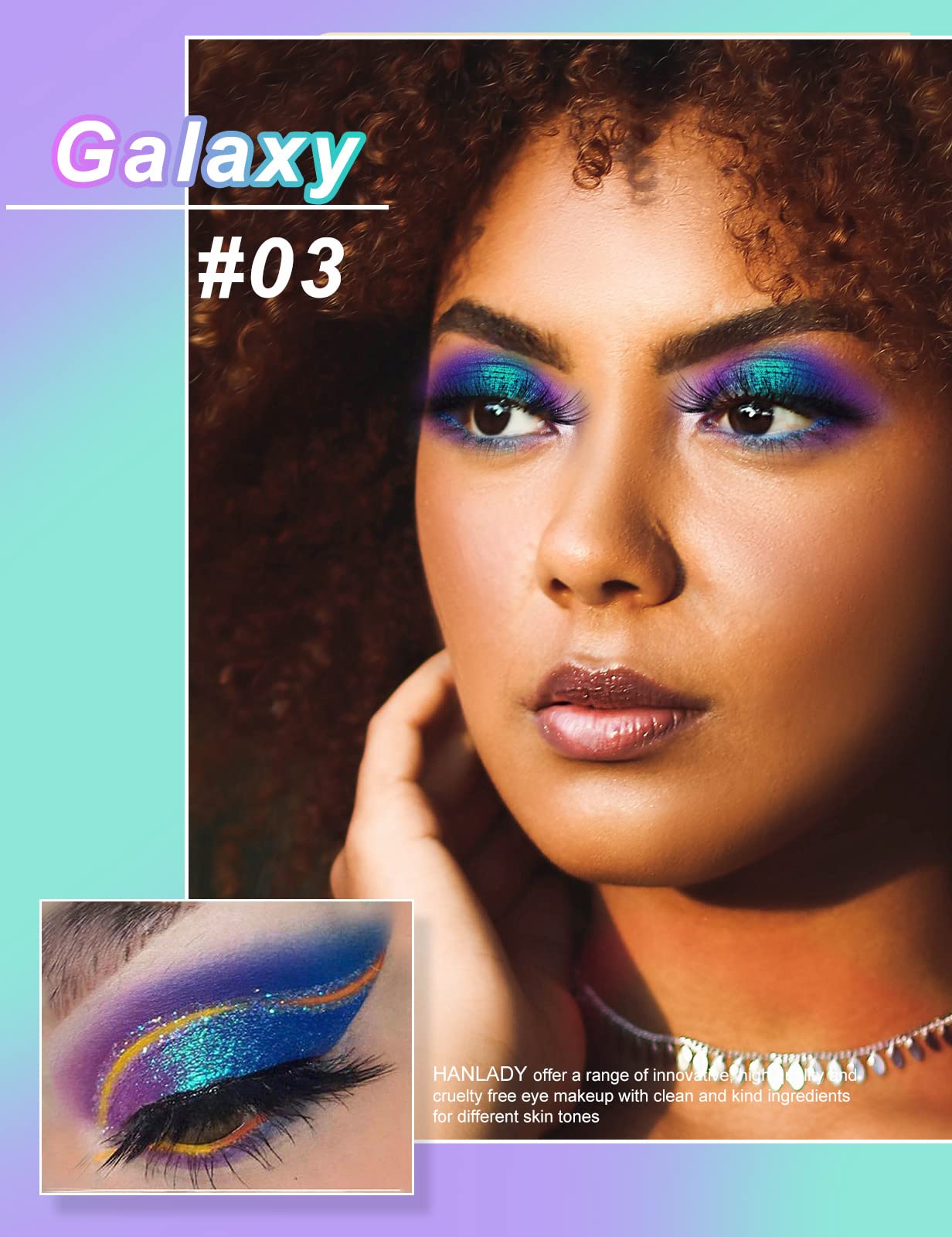 HANLADY Chameleon Eyeshadow Liquid Glitter Eye Makeup, Glitter Eyeshadow Intense Color Shifting Long Lasting with No Creasing, Quicky Dry & High Pigmented Shimmer Eye Shadow, Galaxy