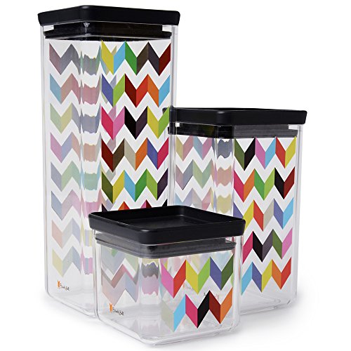 French Bull Ziggy Plastic BPA Free Leak-Proof Cereal and Dry Food Storage Container with Lid-Pantry, Kitchen, Snacks, Airtight, Stackable, Organization, 24 oz