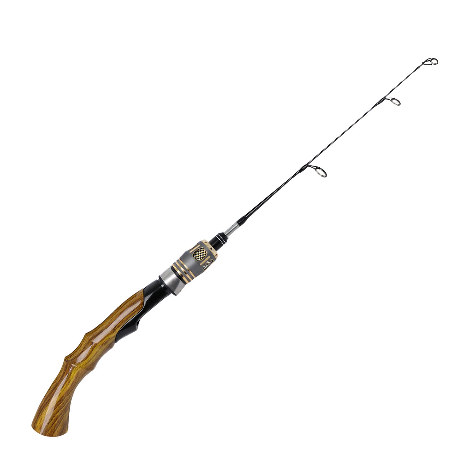 Fiblink 2-Piece Portable Travel Ice Fishing Rod 23 Inches Light Power Spinning/Casting Ice Pole