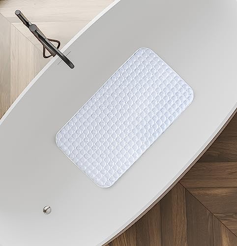 Splash Home Poz Bathtub Mat Non-Slip, Shower Mat with 86 Suction Cups and Drain Holes Bath Mat for Tub, 26.5 L x 14.25 W Inches, Machine Washable, PVC - Clear