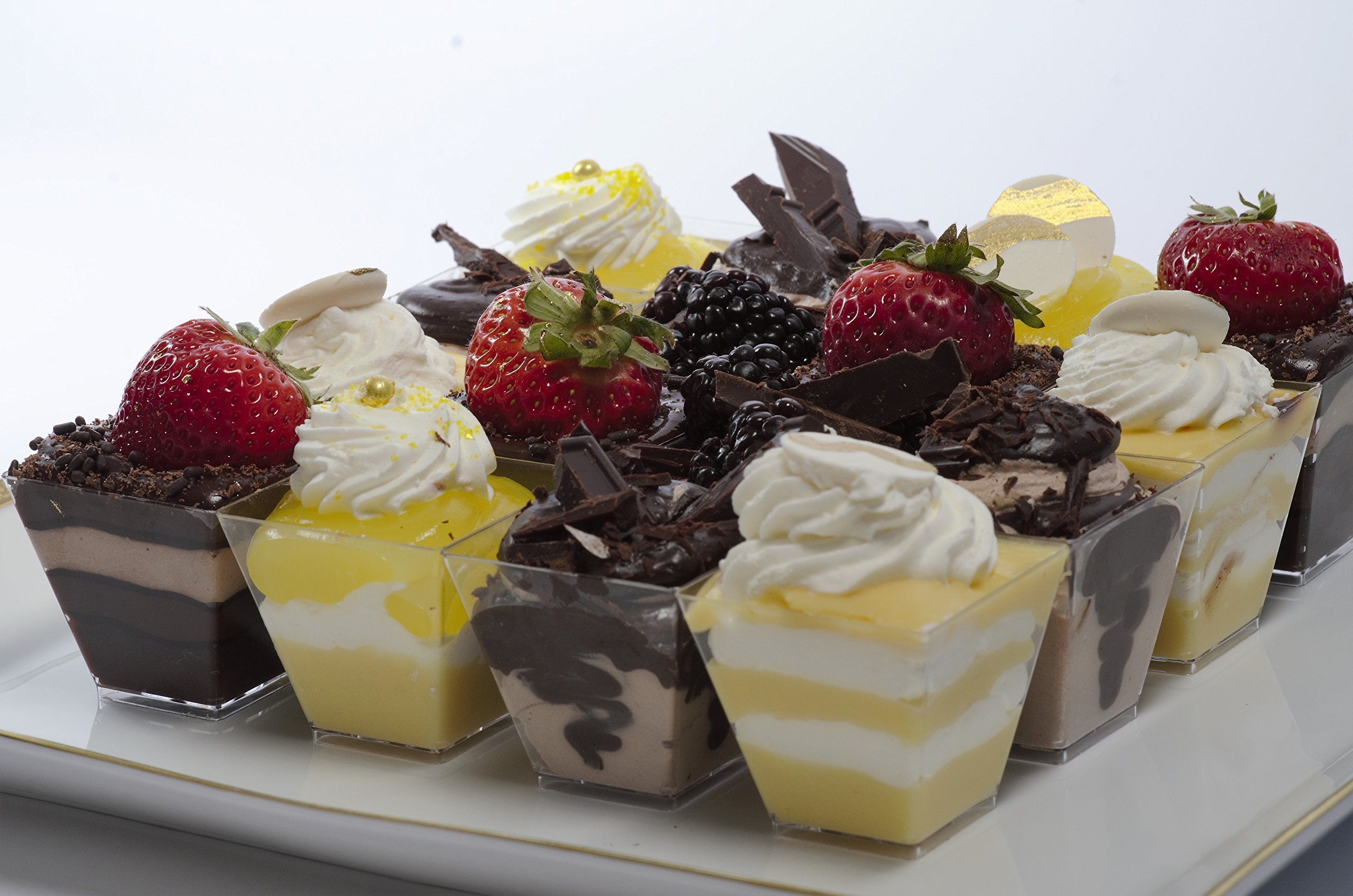 ImpiriLux 2 oz x 100 ct Dessert Cups with Spoons | Square Mini Plastic Dessert Cups + 100 Spoons | Chic Presentation of Desserts, Appetizers, Catering and Much More