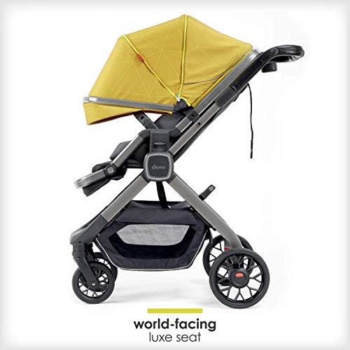 Diono Quantum2 3-in-1 Multi-Mode Stroller for Baby, Infant, Toddler Stroller, Car Seat Compatible, Adaptors Included, Compact Fold, XL Storage Basket, Gray Linear