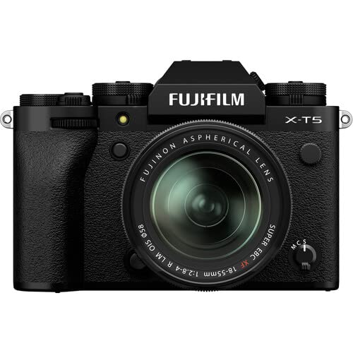 FUJIFILM X-T5 Mirrorless Camera with 18-55mm Lens (Black) with 64GB Memory Card, Gadget Bag, & More (8 Items) | USA Authorised with Fujifilm Warranty | Fuji xt5