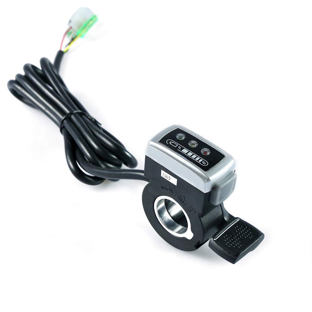 E-Bike 36V 48V Thumb Throttle Speed Control Assembly LED Display Battery Power Indicator for Scooter Electric Bike Hub Motor Kit (White, 48V)
