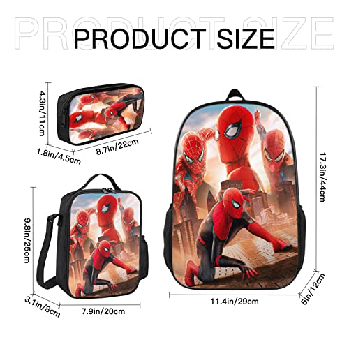 Kvhswuo Backpack 3Pcs Lightweight 3D Printed Laptop Daypack with Reusable Lunch Bag Pencil Bag for Boys Girls