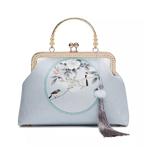 GPPZM Women's embroidered retro handbag Chinese evening dress bag with tassels