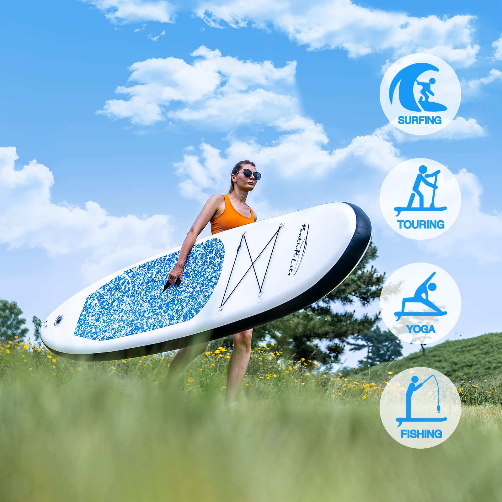 FEATH-R-LITE Inflatable Stand Up Paddle Board 10'x30''x6'' Ultra-Light (16.7lbs) SUP with Paddleboard Accessories