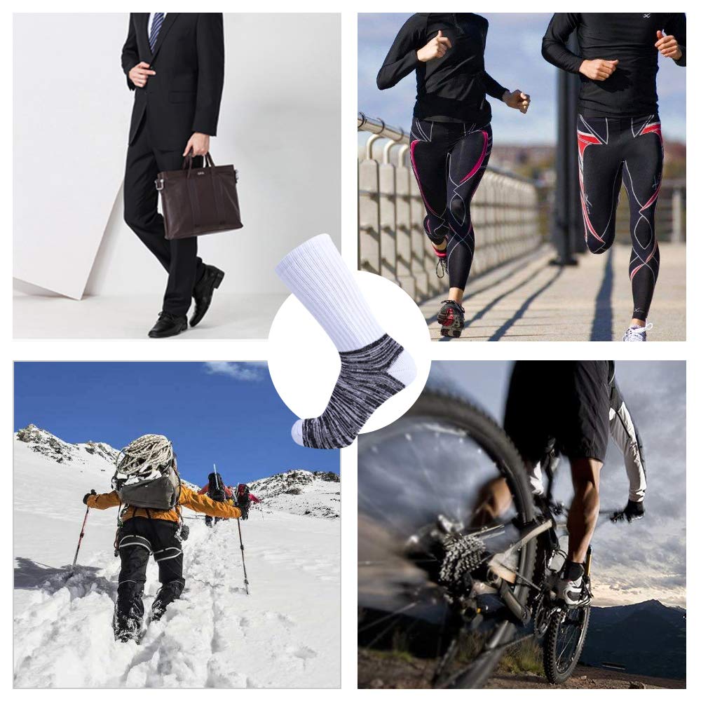 EnerWear-Coolmax 10P Pack Men's Cotton Thick Cushion Hiking Crew Boot Socks (10-13/Shoe: 6-12, White Rib/Grey Foot)