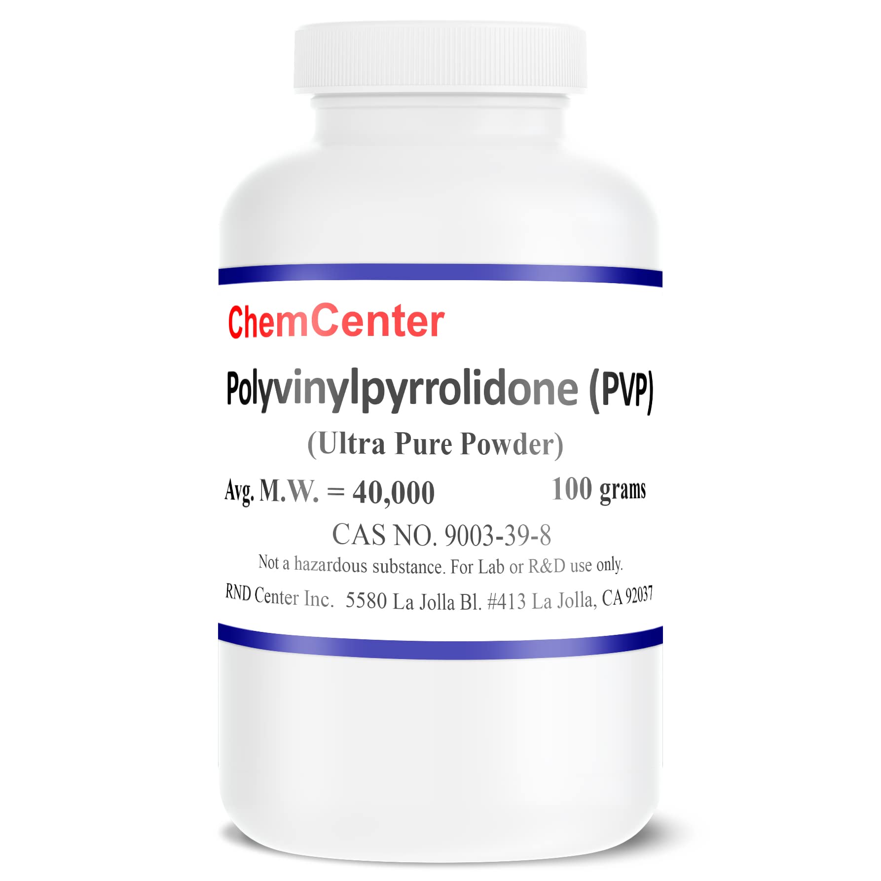 Polyvinlypyrrolidone, Povidone, (PVP-40),k-30, Ultra Pure, 100 Grams