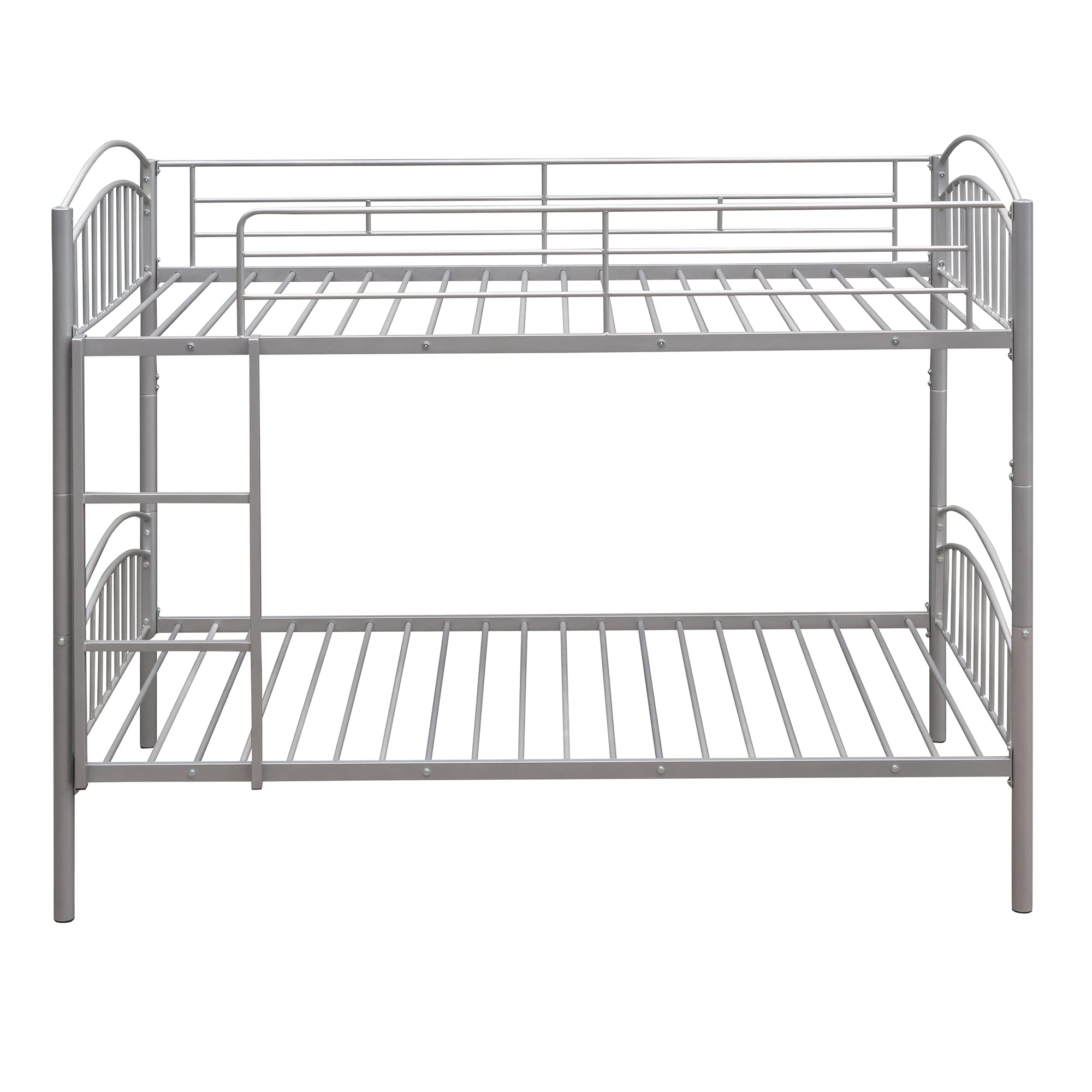 Twin Over Twin Metal Bunk Beds, Convertible Bunk Bed Divided into Two Beds for Kids Boys Girls Teens, Silver