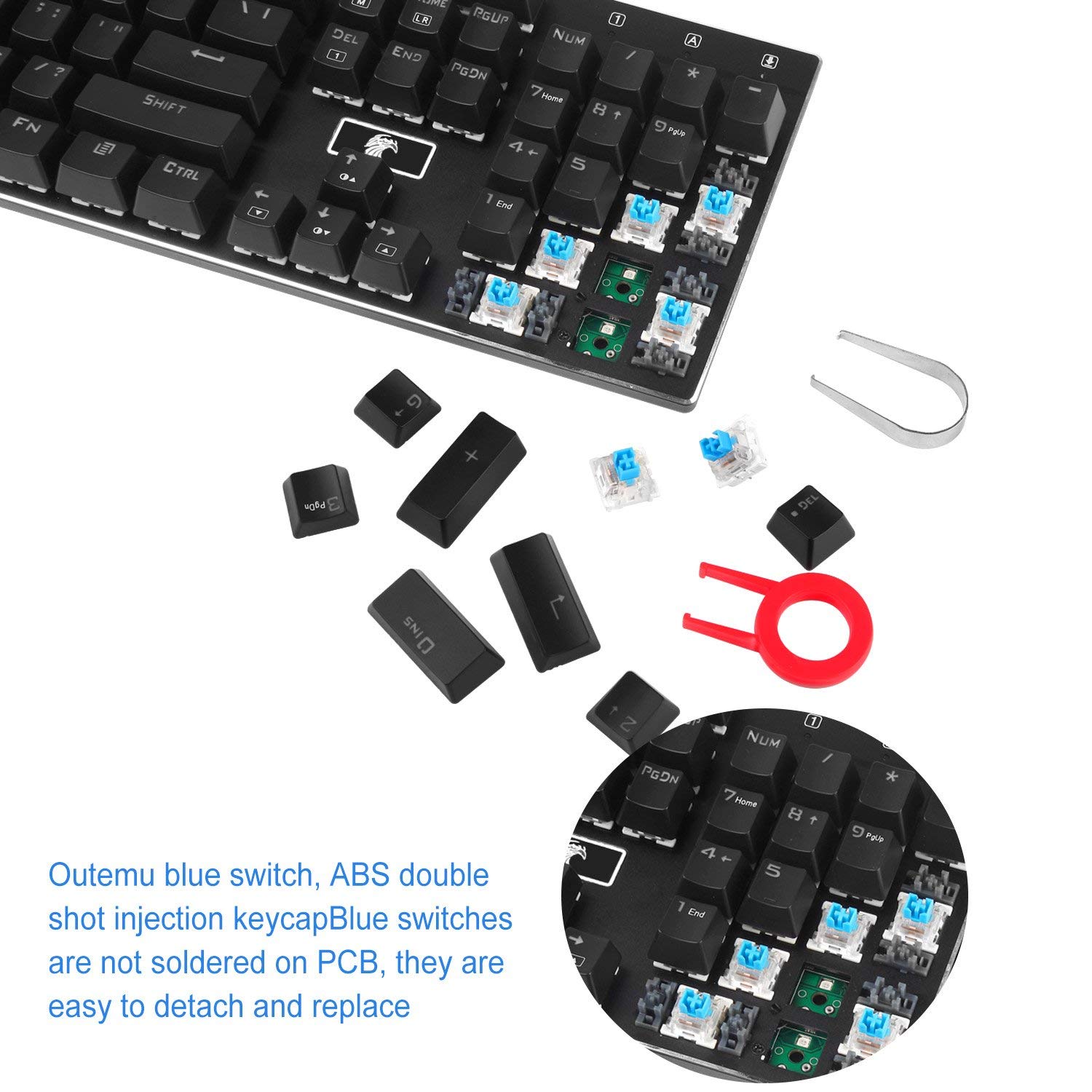 E-Element Z-88 Retro Mechanical Gaming Keyboard, Programmable RGB Backlit, Blue Switch -Tactile & Clicky, Typewriter Style, Water Resistant 104 Keys Anti-Ghosting for Mac PC, White (Renewed)