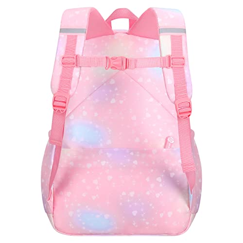 NXUEBDU Girls Backpack, Kids School Backpack with 15.6 Inch Laptop Compartments, Elementary Middle Bookbag for Travel Daypack (Pink)