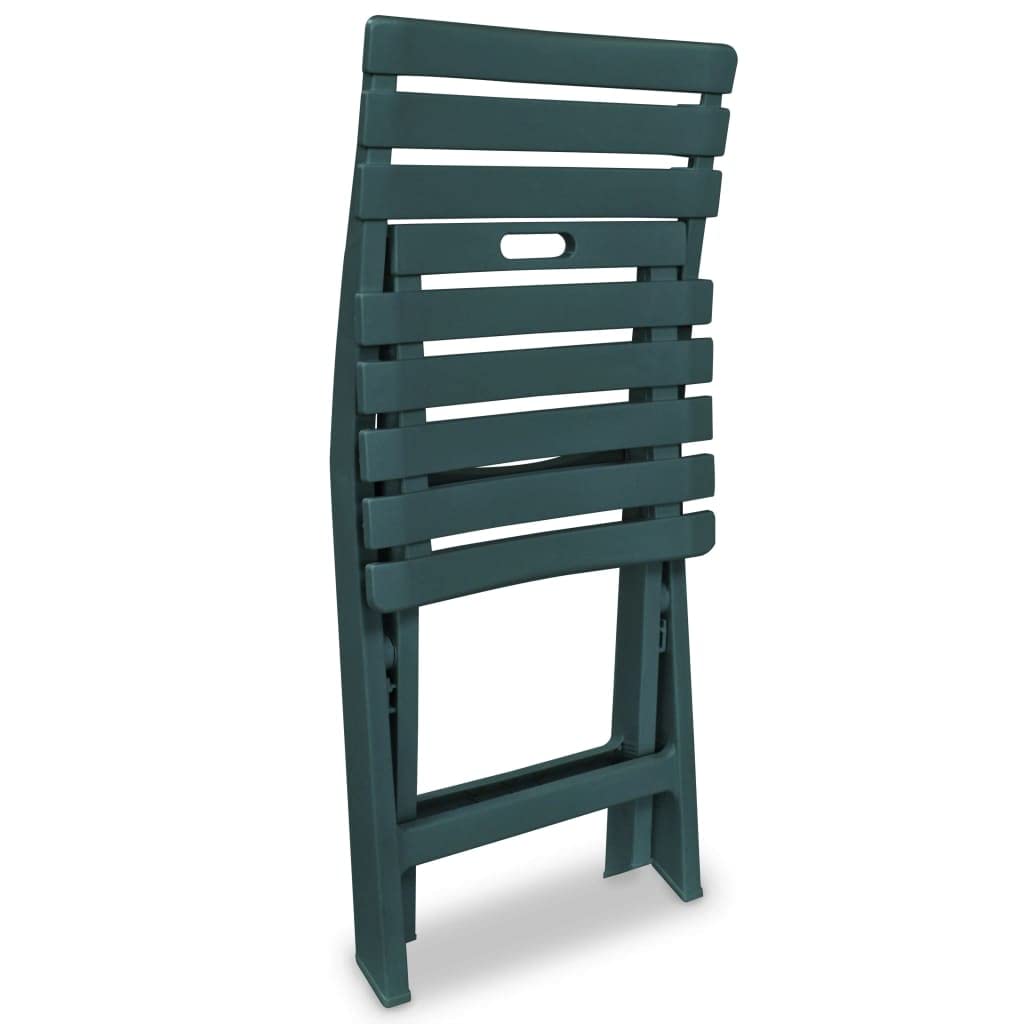 vidaXL 3-Piece Weather-Resistant Plastic Bistro Set in Vibrant Green - Folding Outdoor Patio Furniture for Compact Spaces