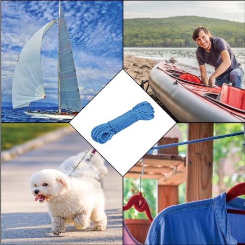 Nylon Rope, 20M Braided Rope Extra Strength Sunlight Nylon Rope Flag Pole Clothes Line Camping Utility Good for Clothesline Tie Pull Swing and More (blue)