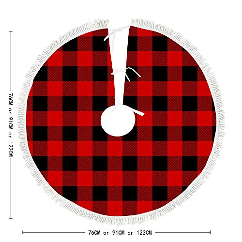 Dream Bay Christmas Tree Skirt,Buffalo Plaid Christmas Tree Mat for Xmas Party Decoration 30x30 Inches