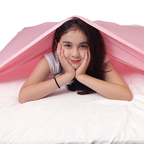 TOPARCHERY Sensory Compression Blanket Sensory Bed Sheet for Autism Kids - Help Kids Settle Down at Nighttime - Increase Calm and Comfort (Twin,Pink)