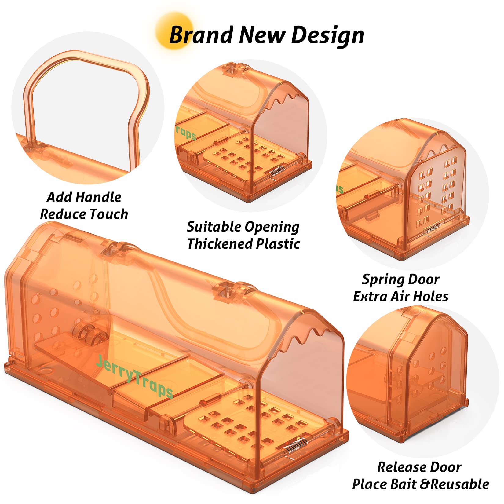 Humane Mouse Trap No Kill,Catch and Release Indoor/Outdoor Mouse Traps for Mice,Easy to Set,Mouse Catcher Quick Effective Reusable and Suitable for Families Yellow(2PCS)