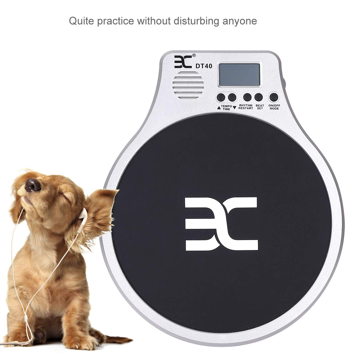EX Electronic Practice Drum Pad with Stand and Bag and Drumsticks - Portable Practice Pad Training Set for Kids and Beginners - Quiet Design with Built-in Metronome and Realistic Feel