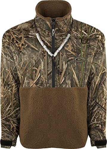 Drake Waterfowl MST Guardian Flex™ Sherpa Fleece Eqwader™ 1/4 Zip Mossy Oak Shadow Grass Habitat 2Xlarge