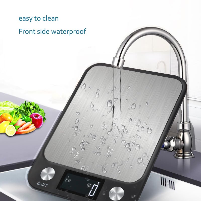 Digital Kitchen Food Scale, 22 lb 10 KG Conzy Multifunction Weight Scale for Food Ounces and Grams, Stainless Steel Scale Panel with LCD Display, Batteries Included