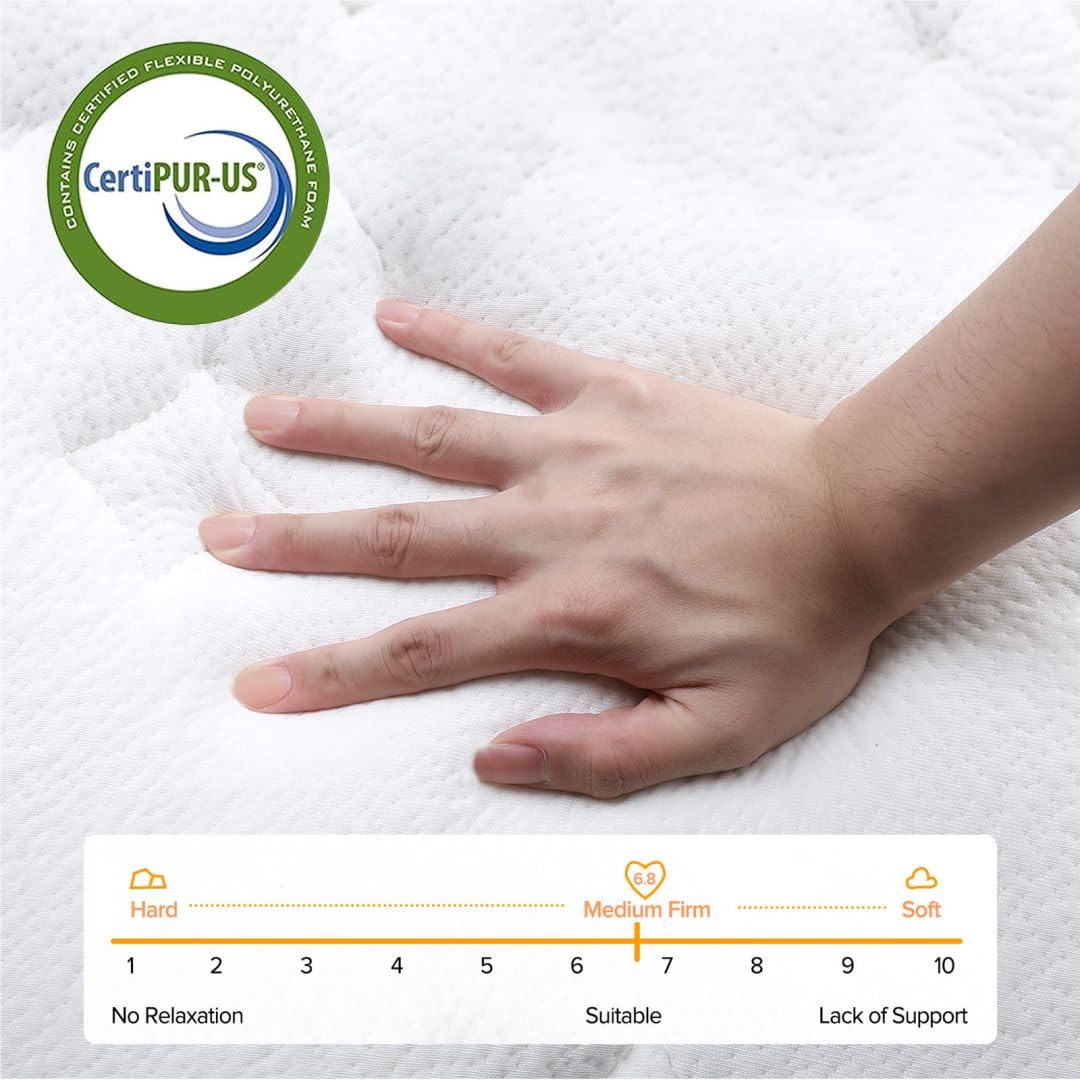 TXO Full Size Mattress, 12 Inch Medium Firm Hybrid Mattress with Individual Pocketed Springs and Gel Memory Foam, Enhance Edge Support, Motion Isolation, Pressure Relief, Full Mattress in a Box